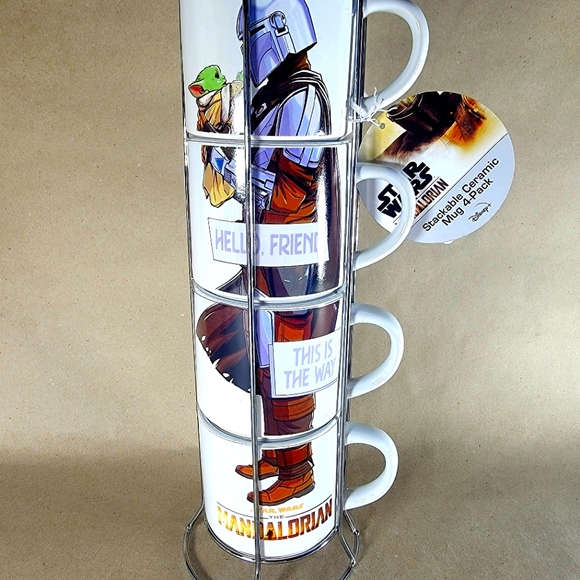 Disney | Kitchen | New Star Wars The Mandalorian 4 Stackable Ceramic ...